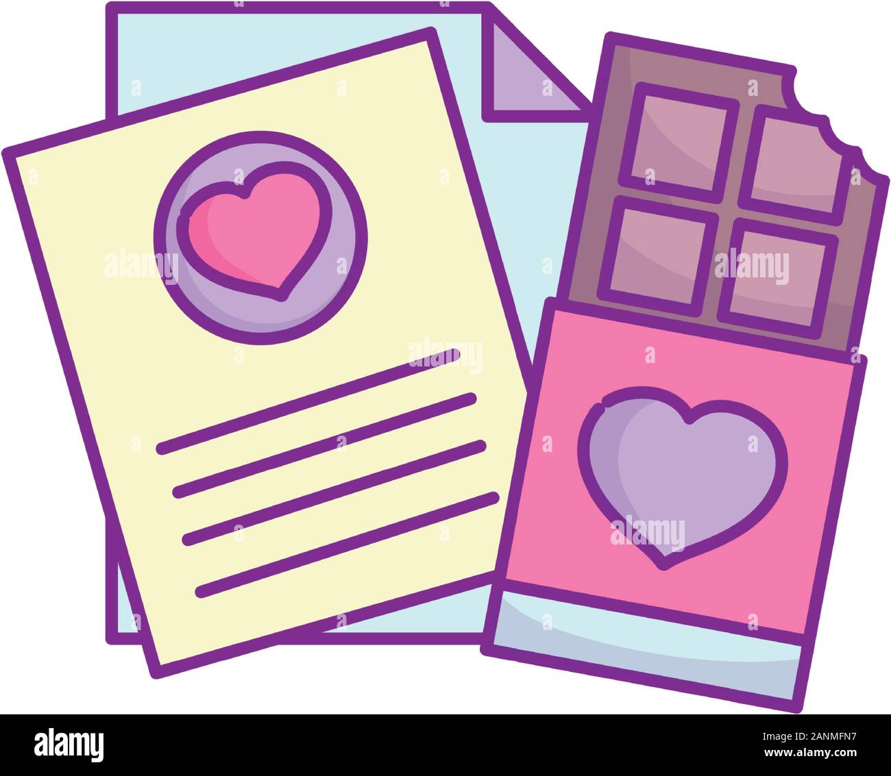 happy valentines day, chocolate bar and message letter celebration ...