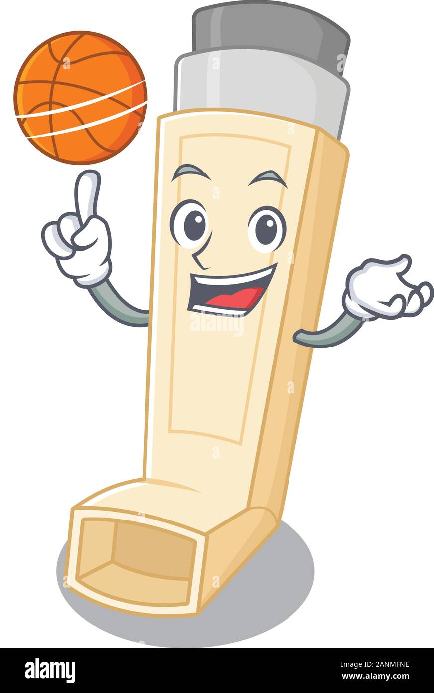 A mascot picture of asthma inhaler cartoon character playing basketball ...
