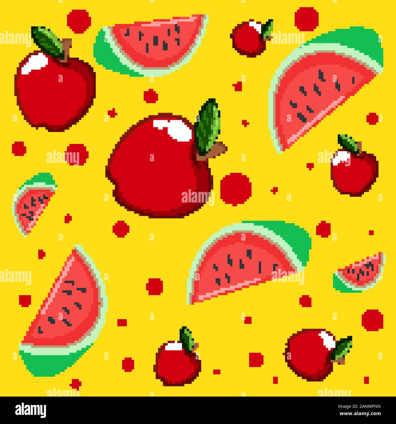 Seamless background pattern with apples and watermelons illustration ...