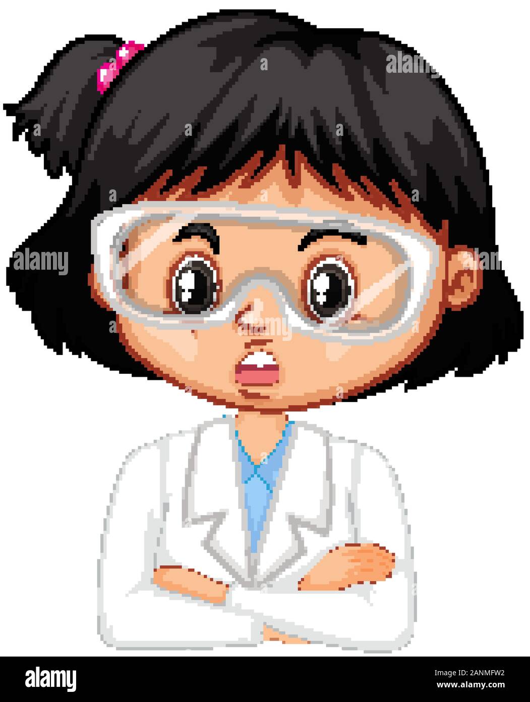 Girl wearing lab gown on white background illustration Stock Vector ...