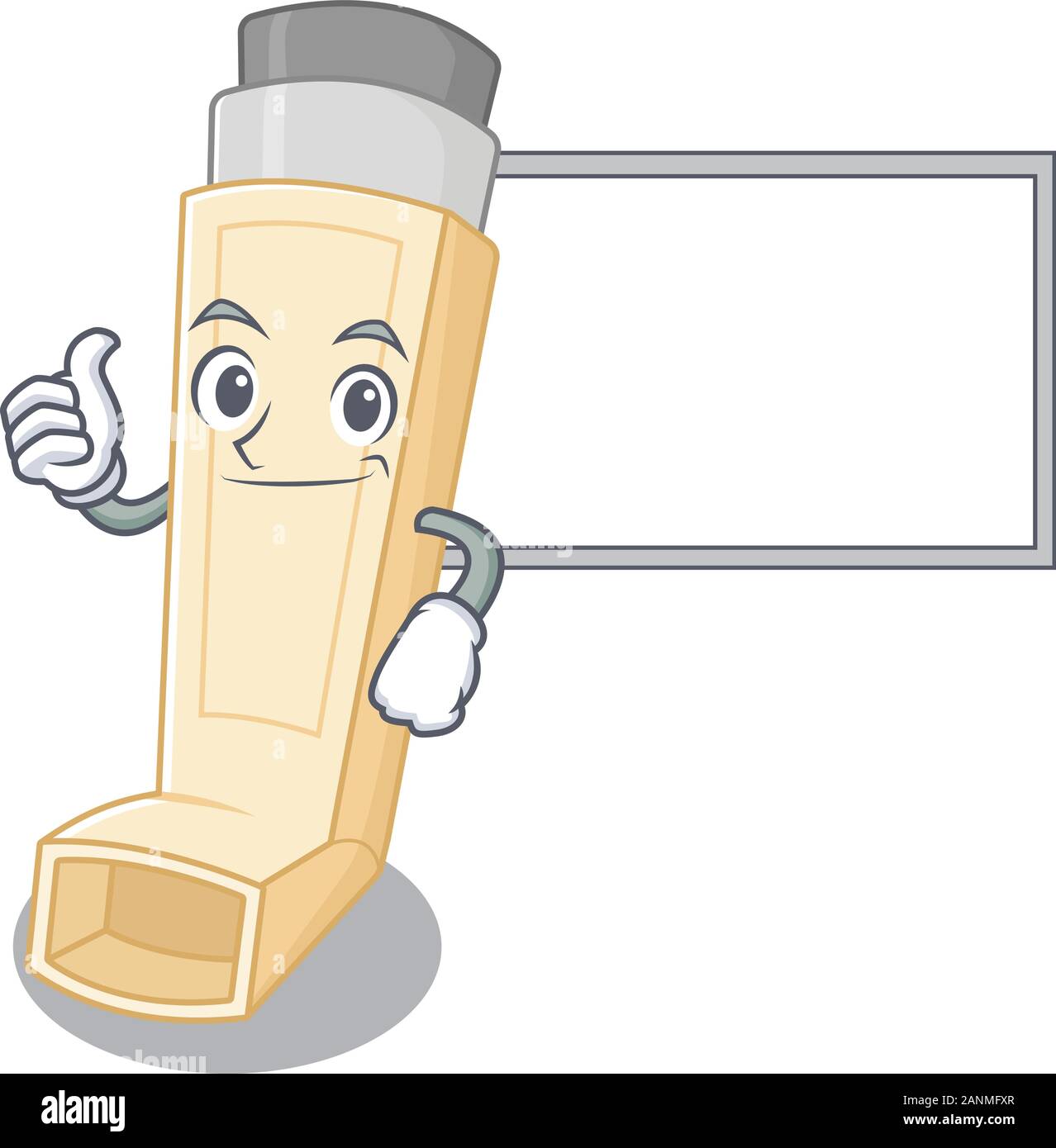 Thumbs up of asthma inhaler cartoon design with board Stock Vector ...