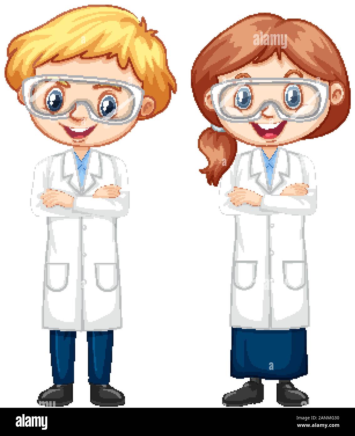 Boy and girl in science gown illustration Stock Vector Image & Art - Alamy