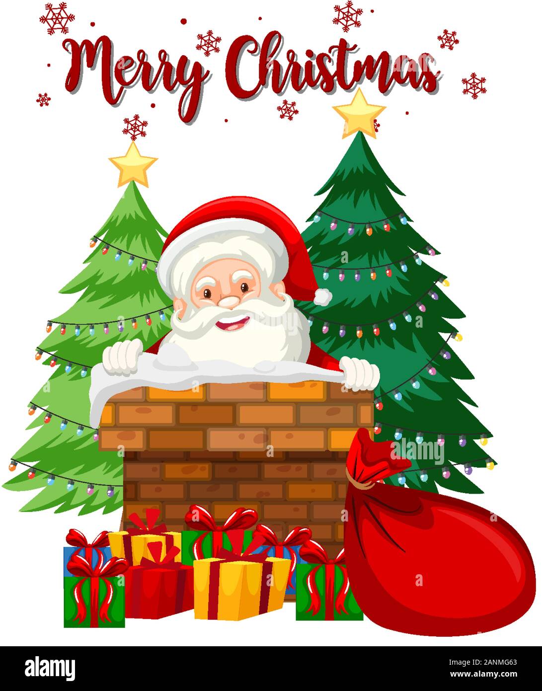 Christmas theme with Santa in chimney illustration Stock Vector Image ...