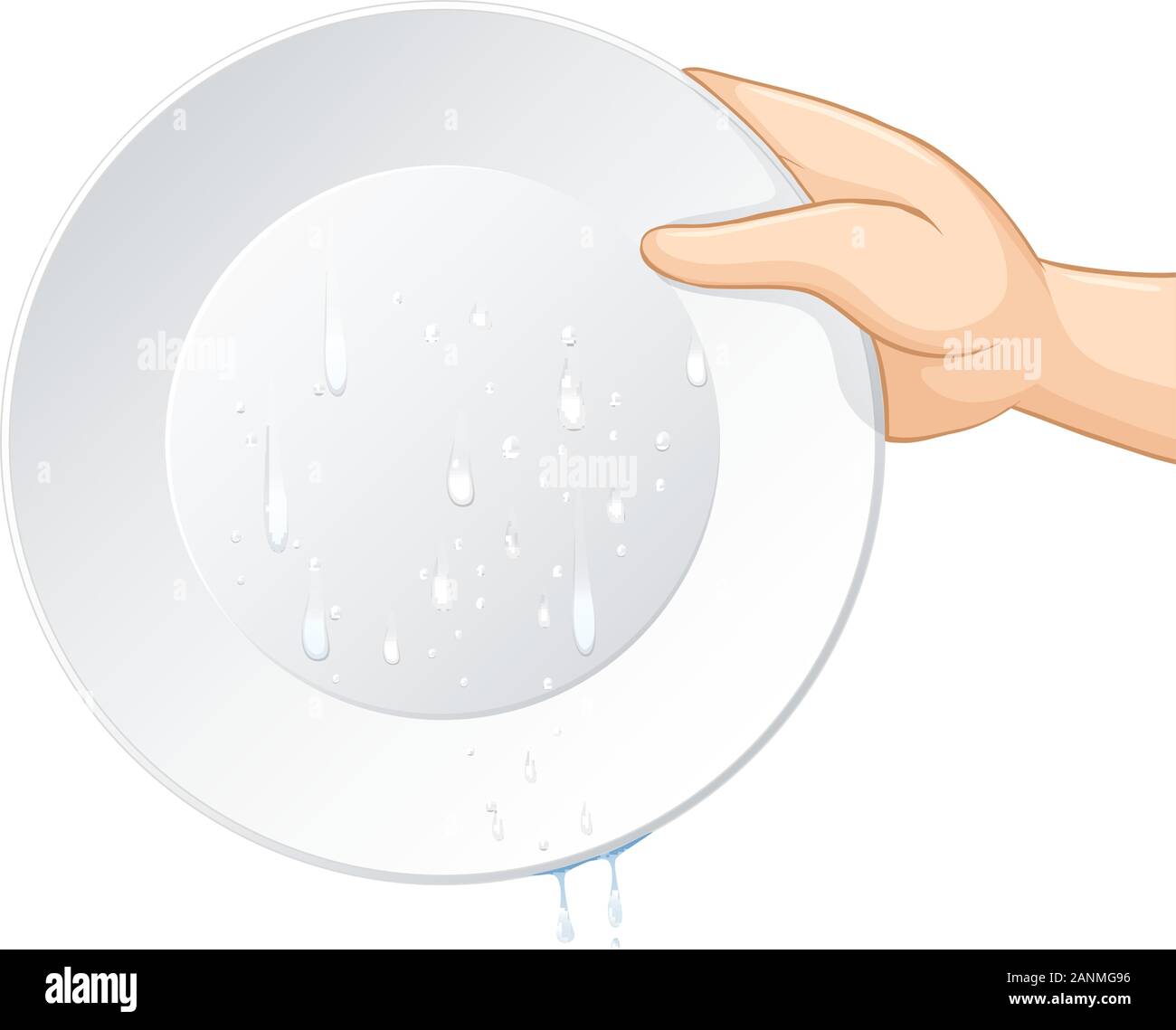 White plate with drops of water on white background illustration Stock ...