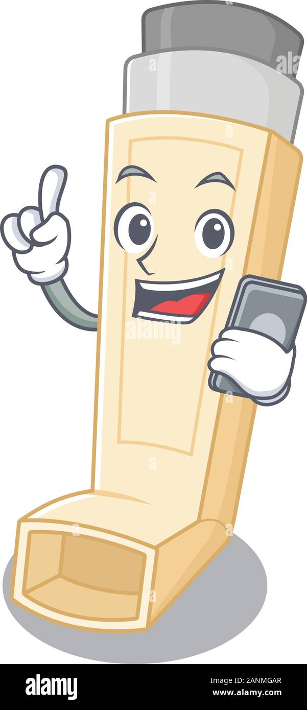 Cartoon design of asthma inhaler speaking on a phone Stock Vector Image ...