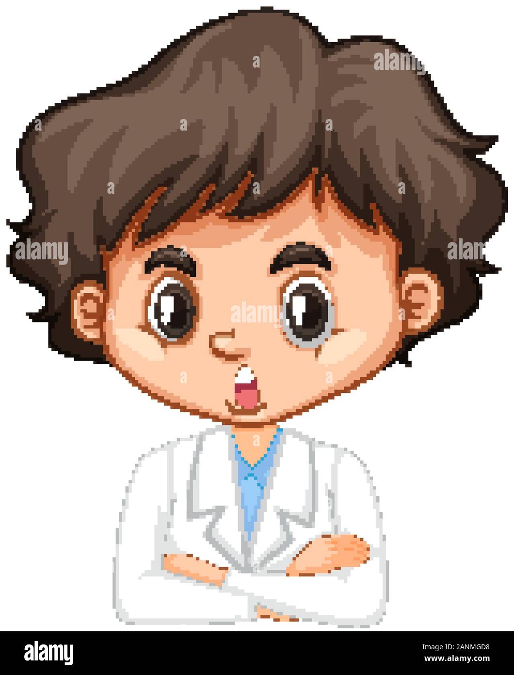 Boy in science gown on white background illustration Stock Vector Image ...