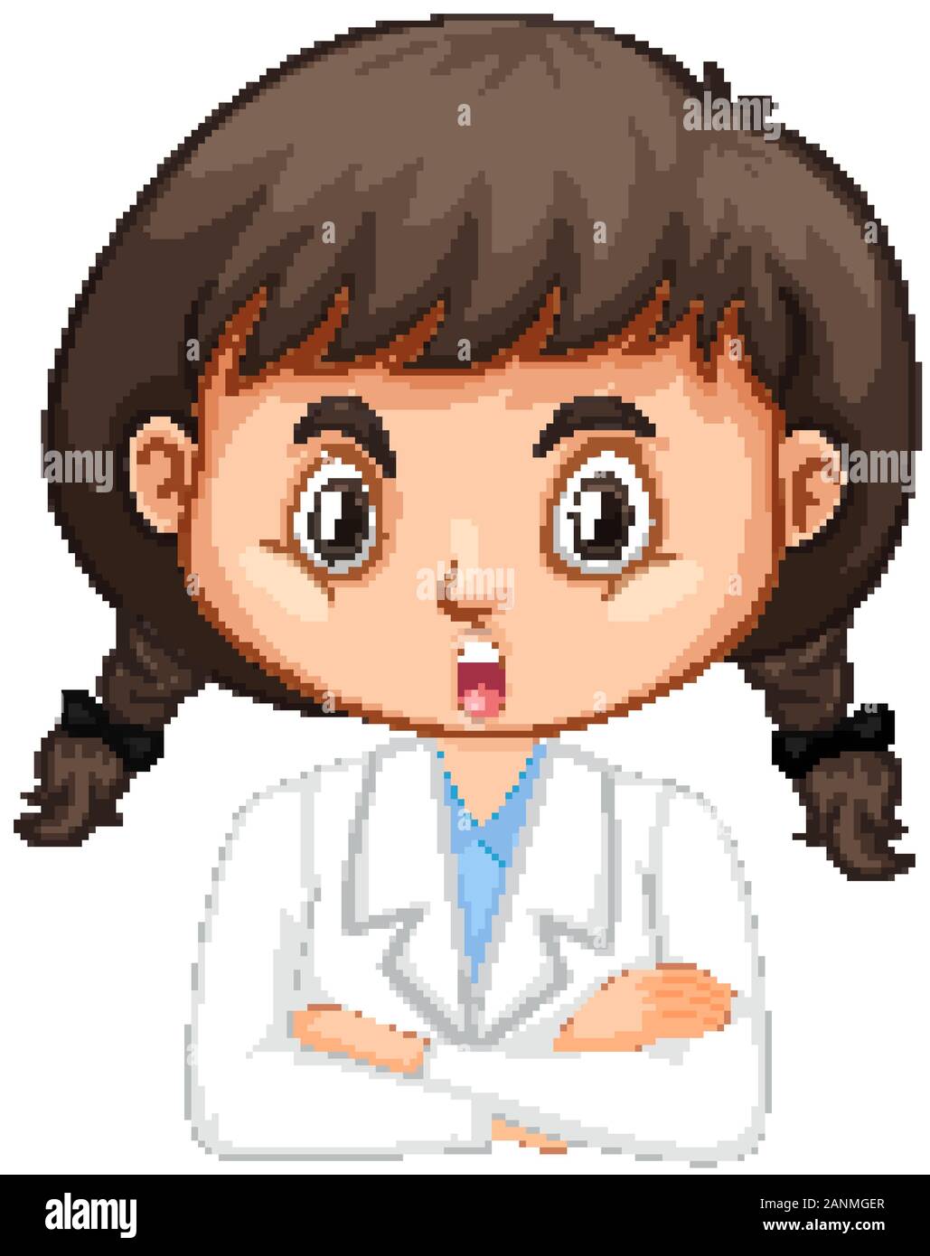 Girl in science uniform on white background illustration Stock Vector ...