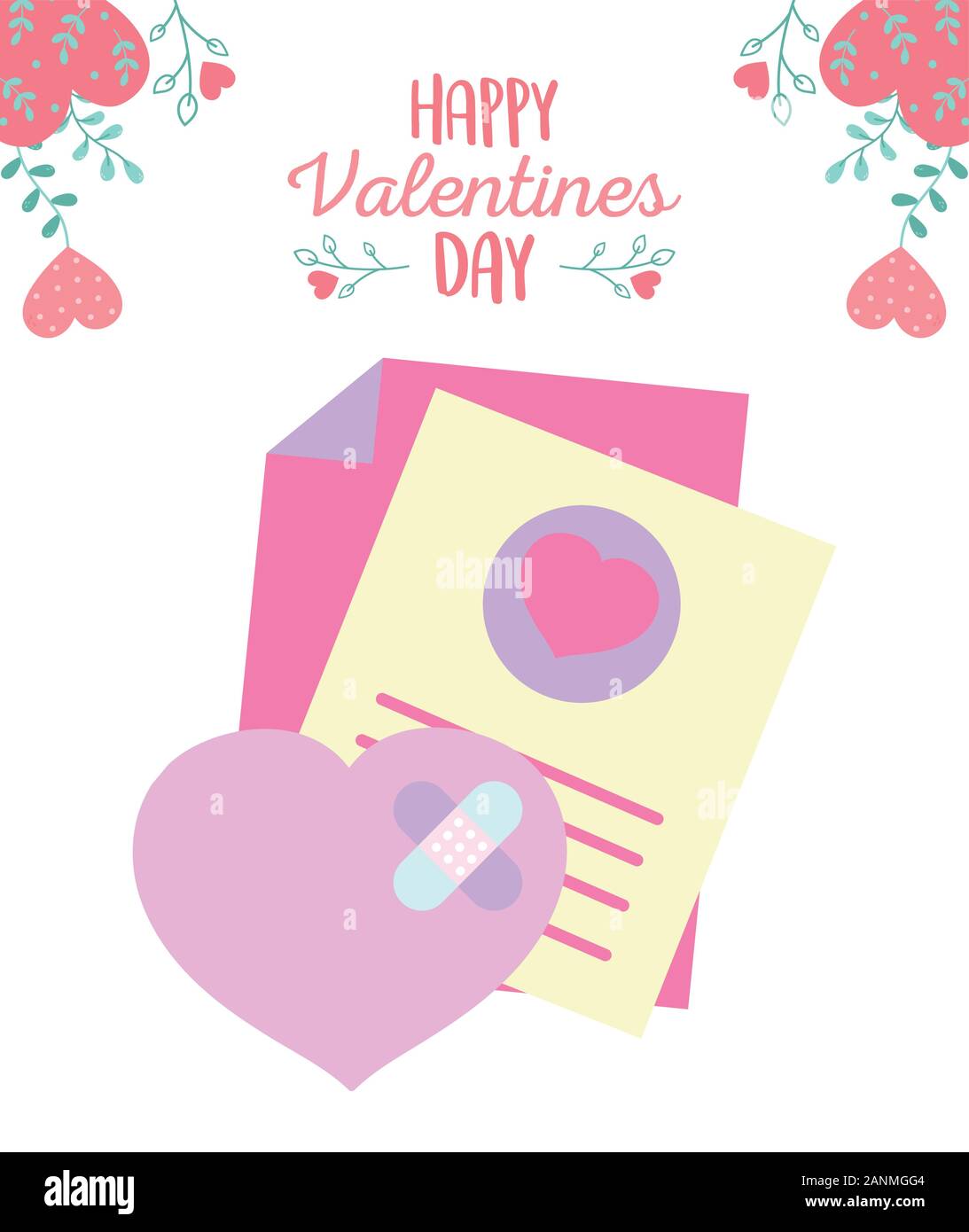 happy valentines day, broken heart bandage aid letter message hearts ...