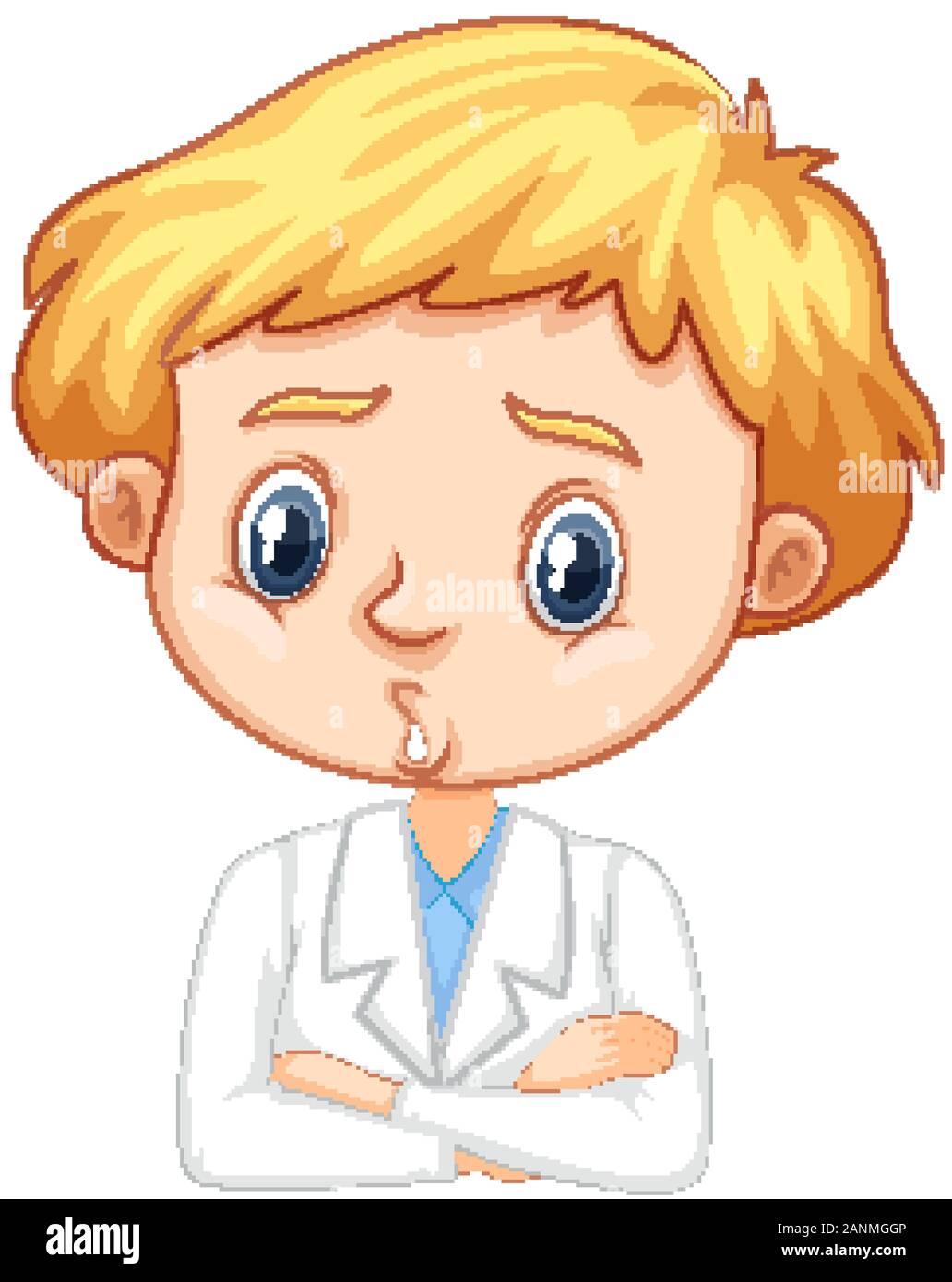 Boy in science gown on white background illustration Stock Vector Image ...