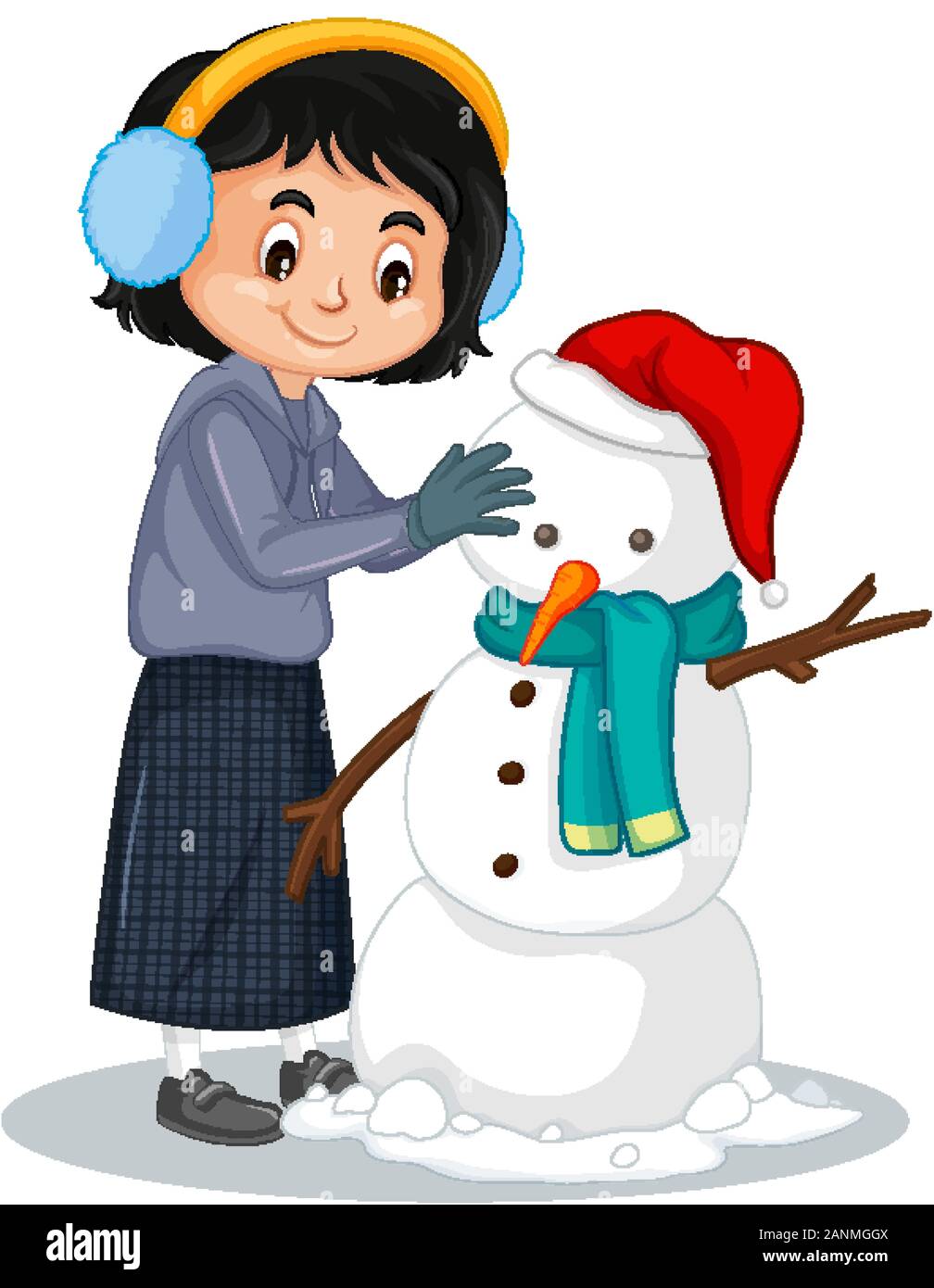 Happy making snowman on white background illustration Stock Vector ...