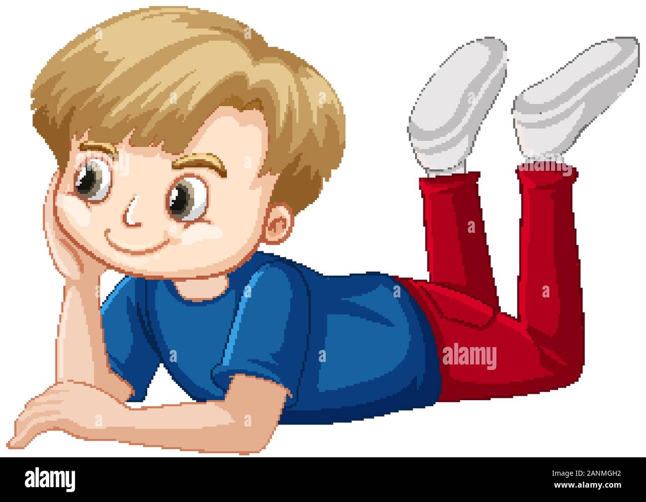 Cute boy in blue shirt laying down illustration Stock Vector Image ...