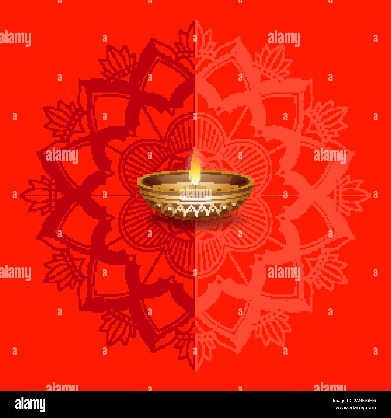 Candle light on red mandala background illustration Stock Vector Image ...