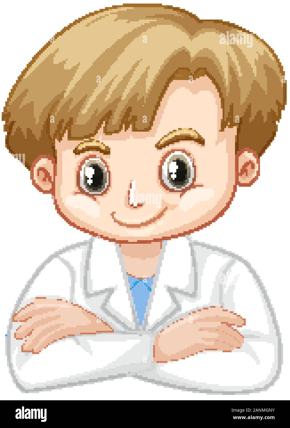 Cute boy in lab gown on white background illustration Stock Vector ...