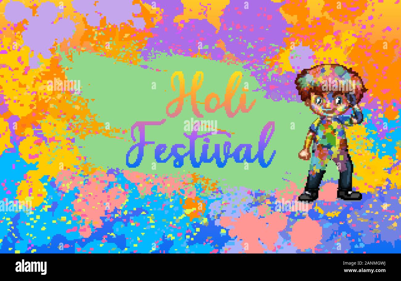 Happy Holi festival poster design with colorful background illustration ...
