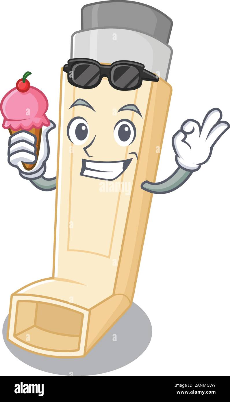 Asthma inhaler mascot cartoon design with ice cream Stock Vector Image ...