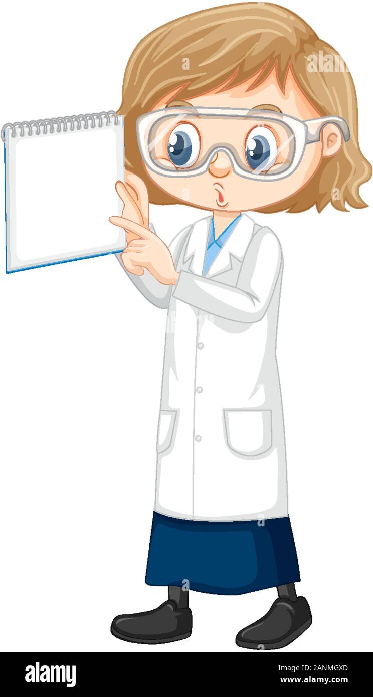 Girl with white note on white background illustration Stock Vector ...