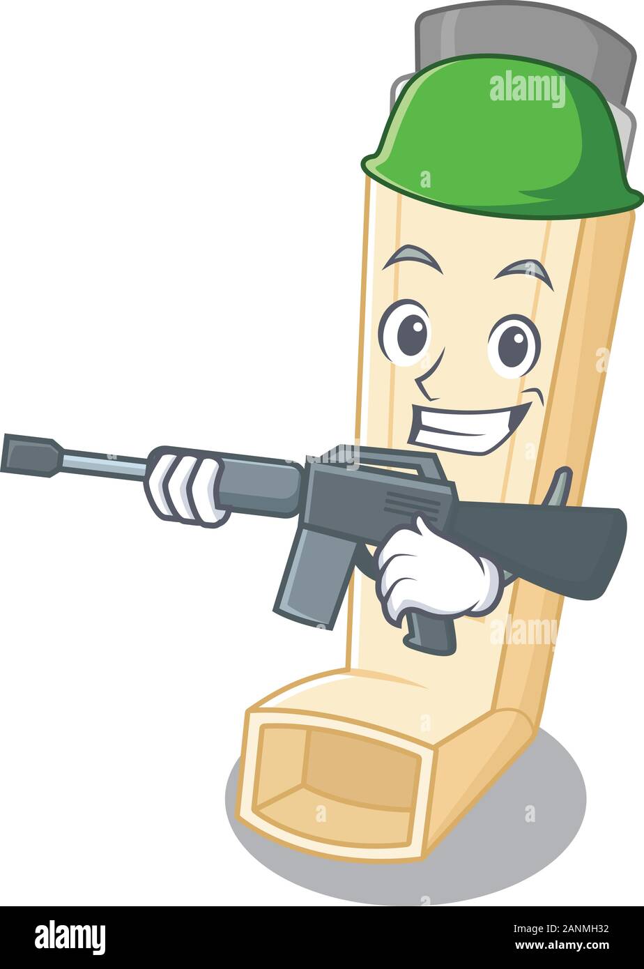A cartoon design of asthma inhaler Army with machine gun Stock Vector ...