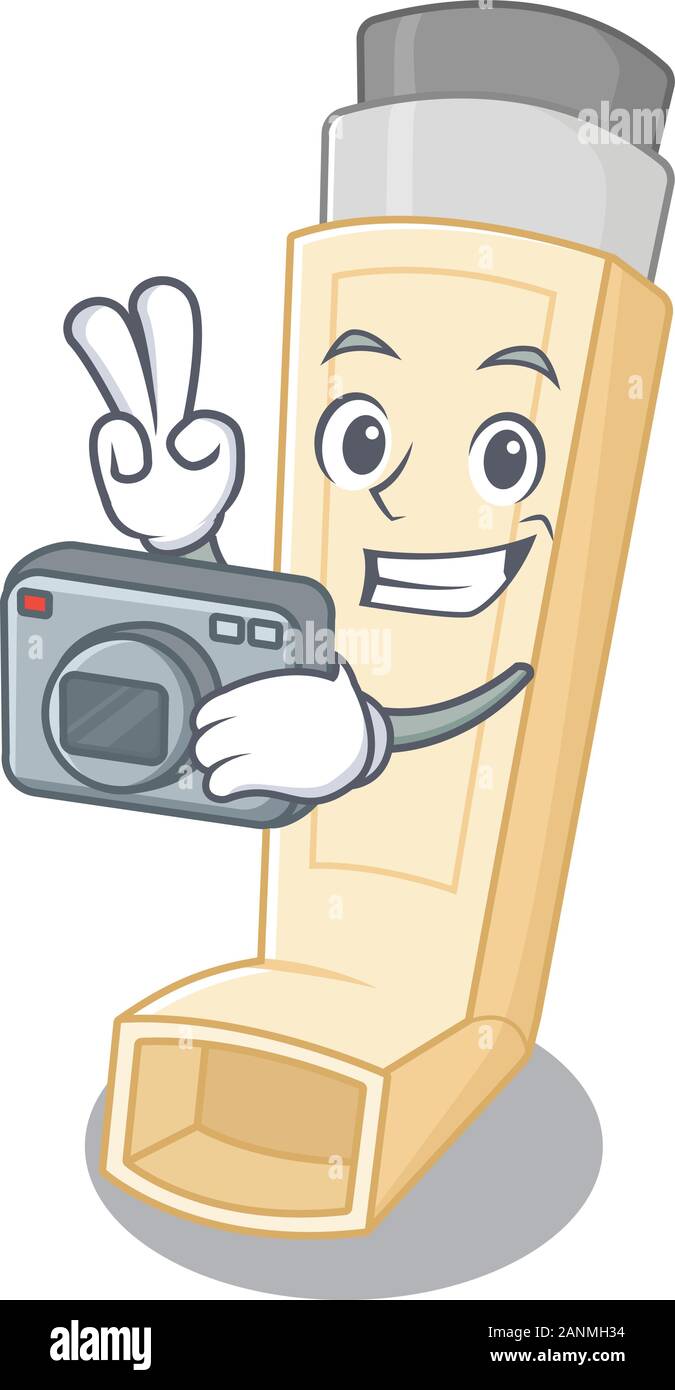 Cool Photographer asthma inhaler character with a camera Stock Vector ...
