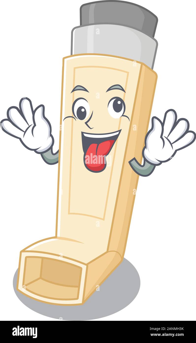 Asthma inhaler Cartoon character style with a crazy face Stock Vector ...