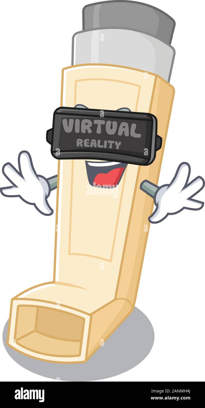 Trendy asthma inhaler character wearing Virtual reality headset Stock ...