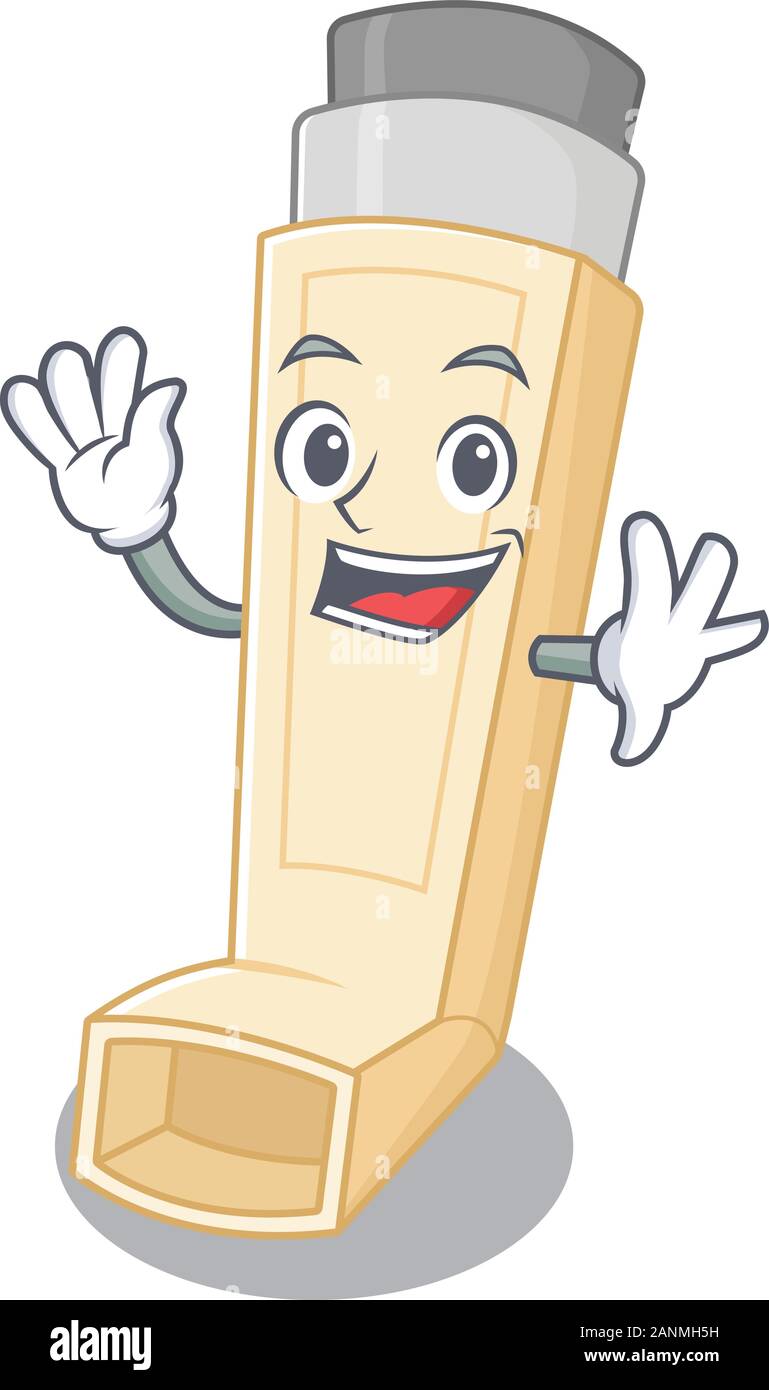 Waving friendly asthma inhaler cartoon character design Stock Vector ...
