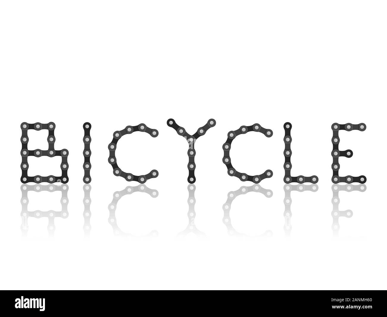 Bicycle text formed by bike chain. Vector illustration Stock Photo - Alamy