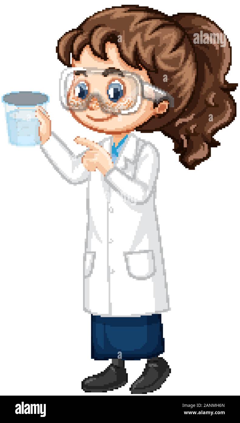 Girl in lab gown on white background illustration Stock Vector Image ...