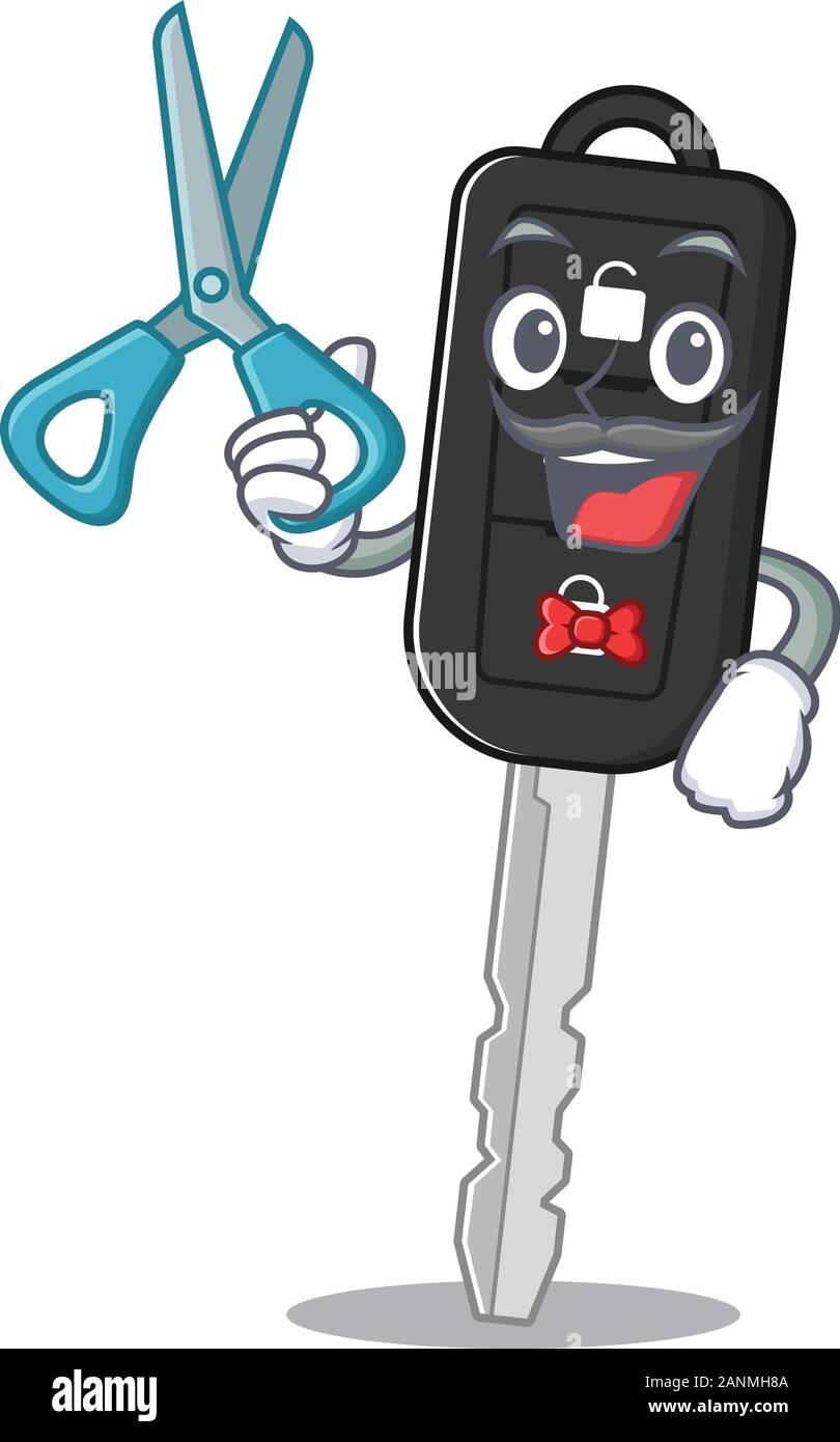 Smiley Funny Barber car key cartoon character design style Stock Vector ...