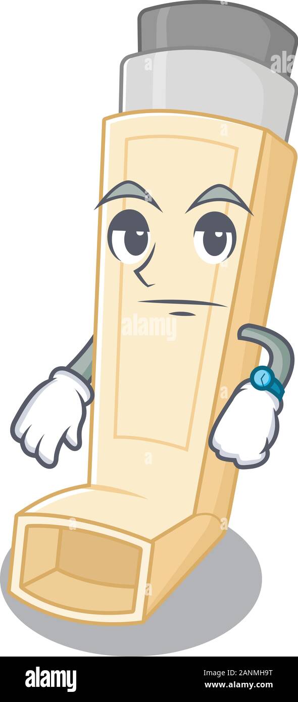 cartoon character design of asthma inhaler on a waiting gesture Stock ...