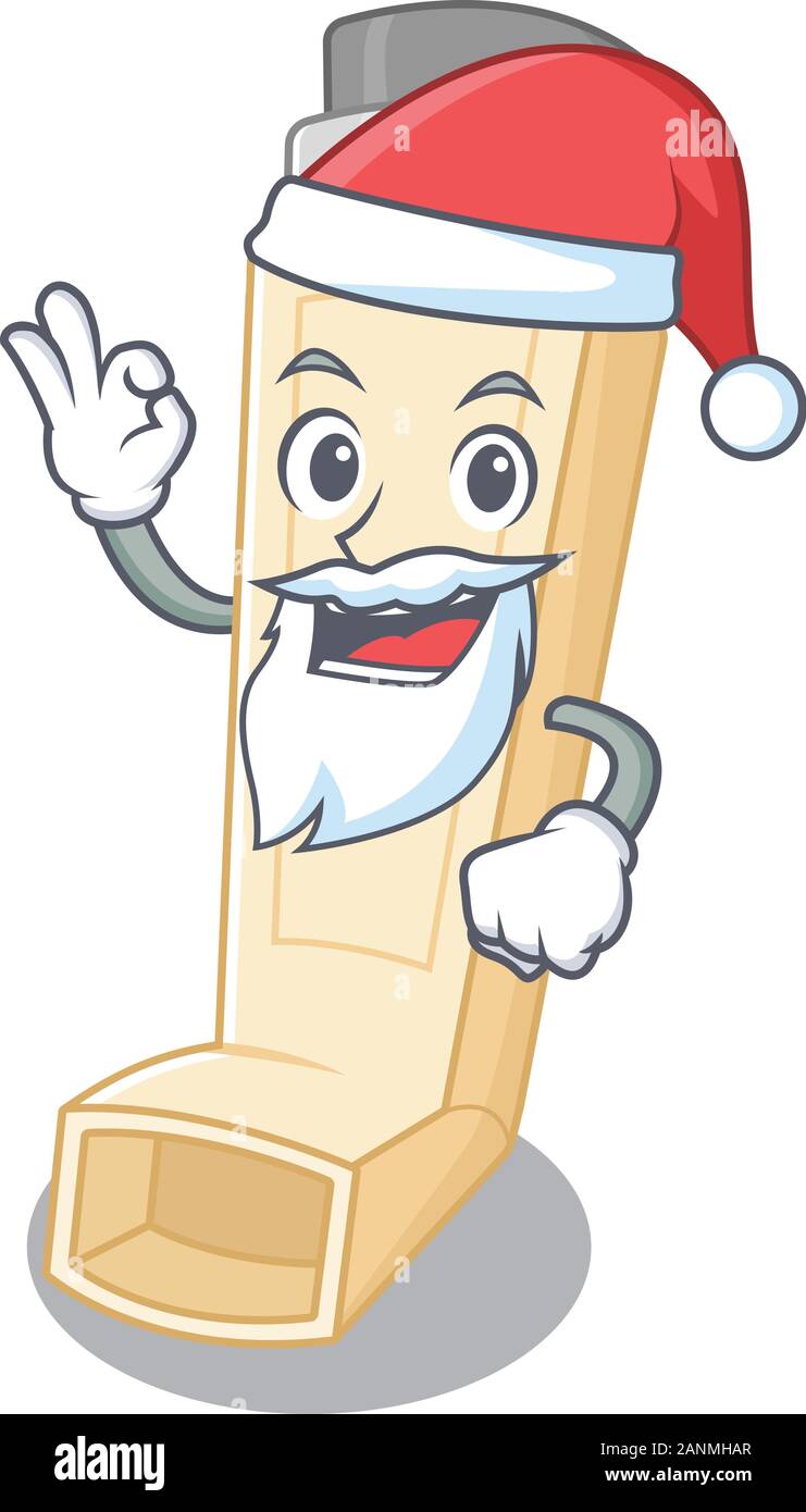 A picture of Santa asthma inhaler mascot picture style with ok finger ...