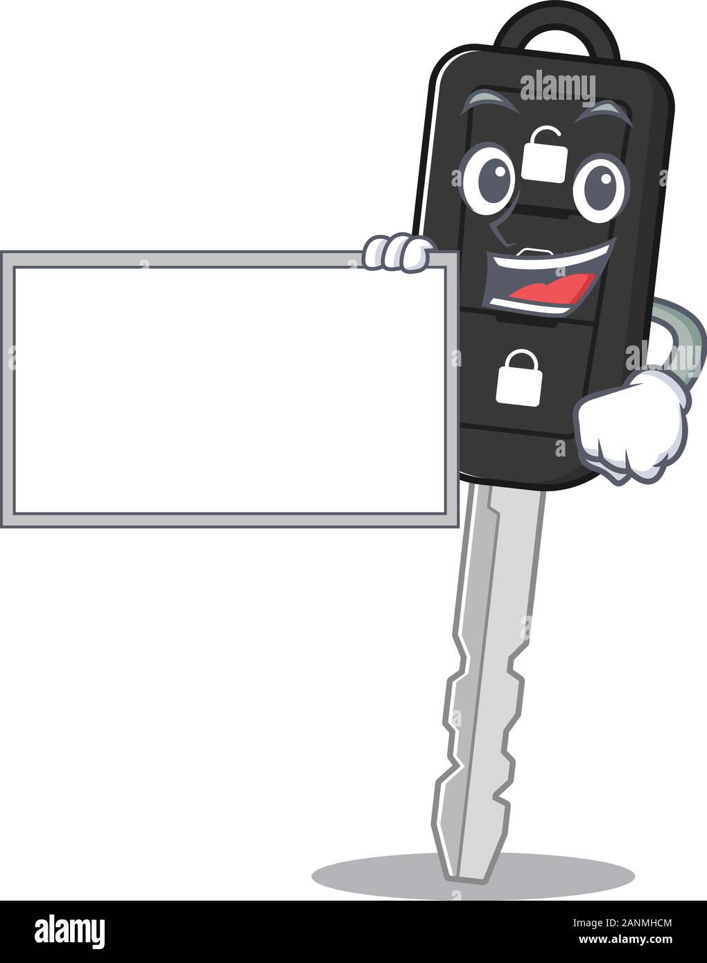 Funny car key cartoon character design style with board Stock Vector ...