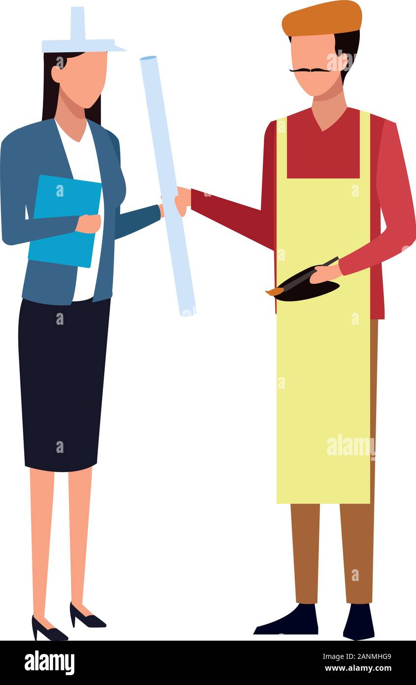 engineer woman and artist man standing Stock Vector Image & Art - Alamy