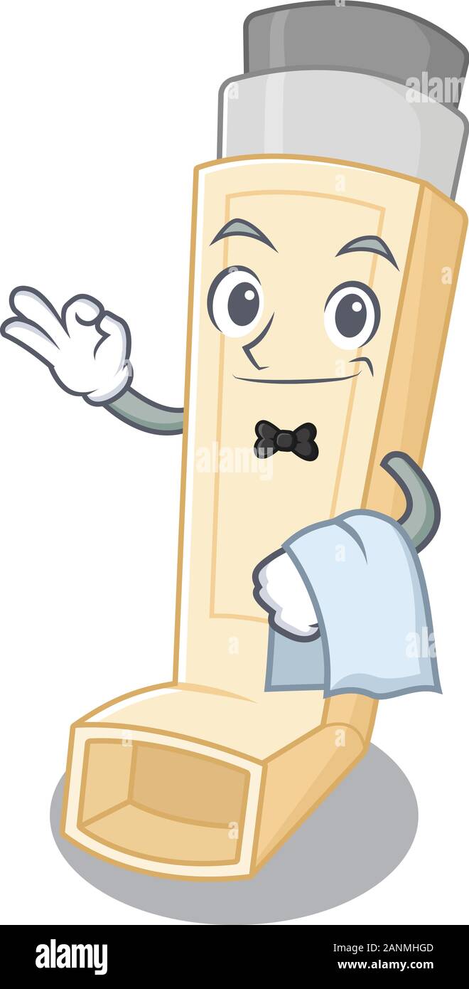 Friendly asthma inhaler Character stand as a Waiter character Stock ...