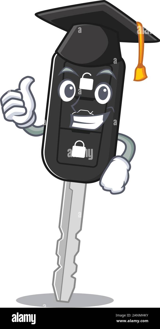 happy and proud of car key wearing a black Graduation hat Stock Vector ...