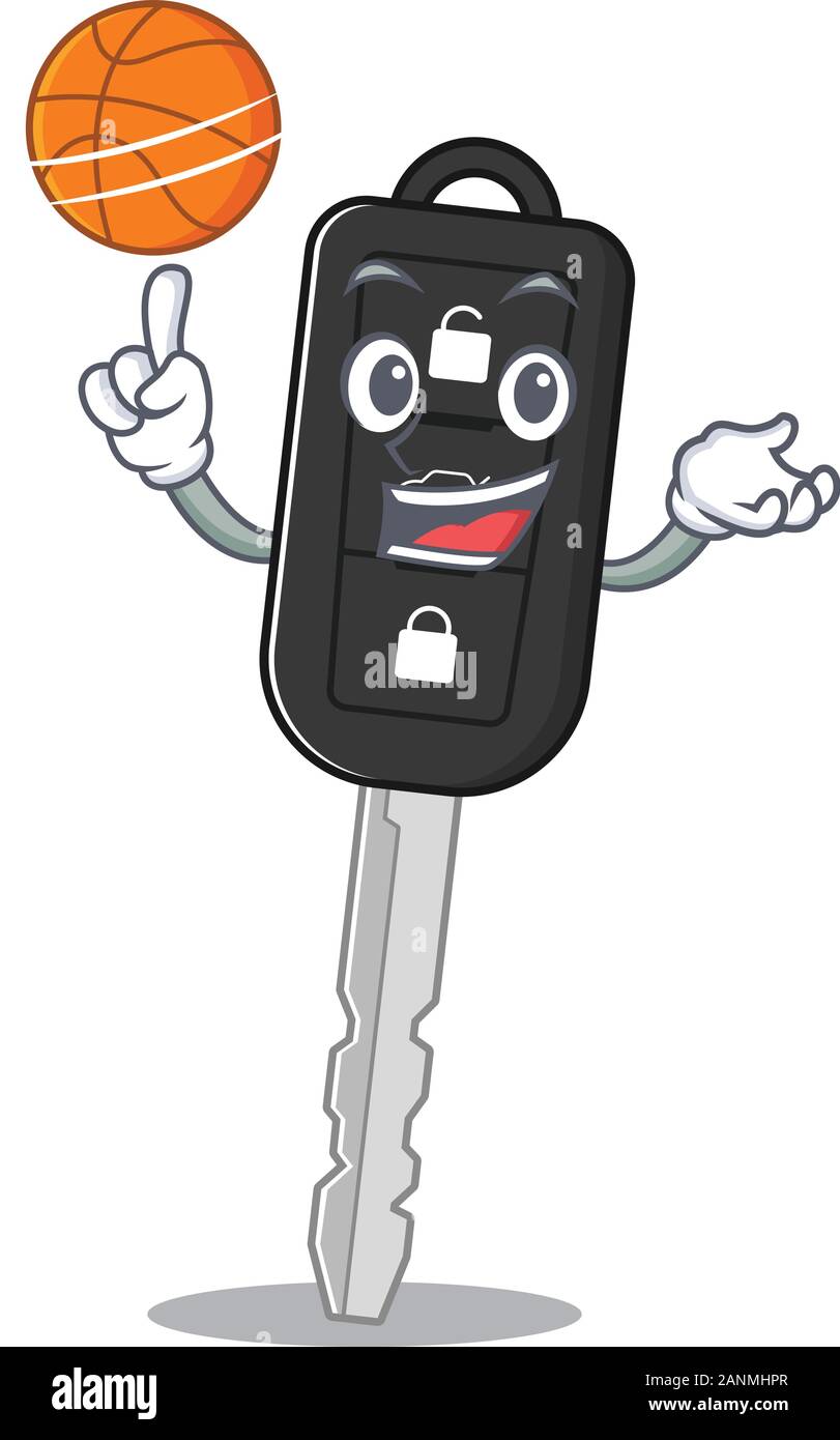 A mascot picture of car key cartoon character playing basketball Stock ...