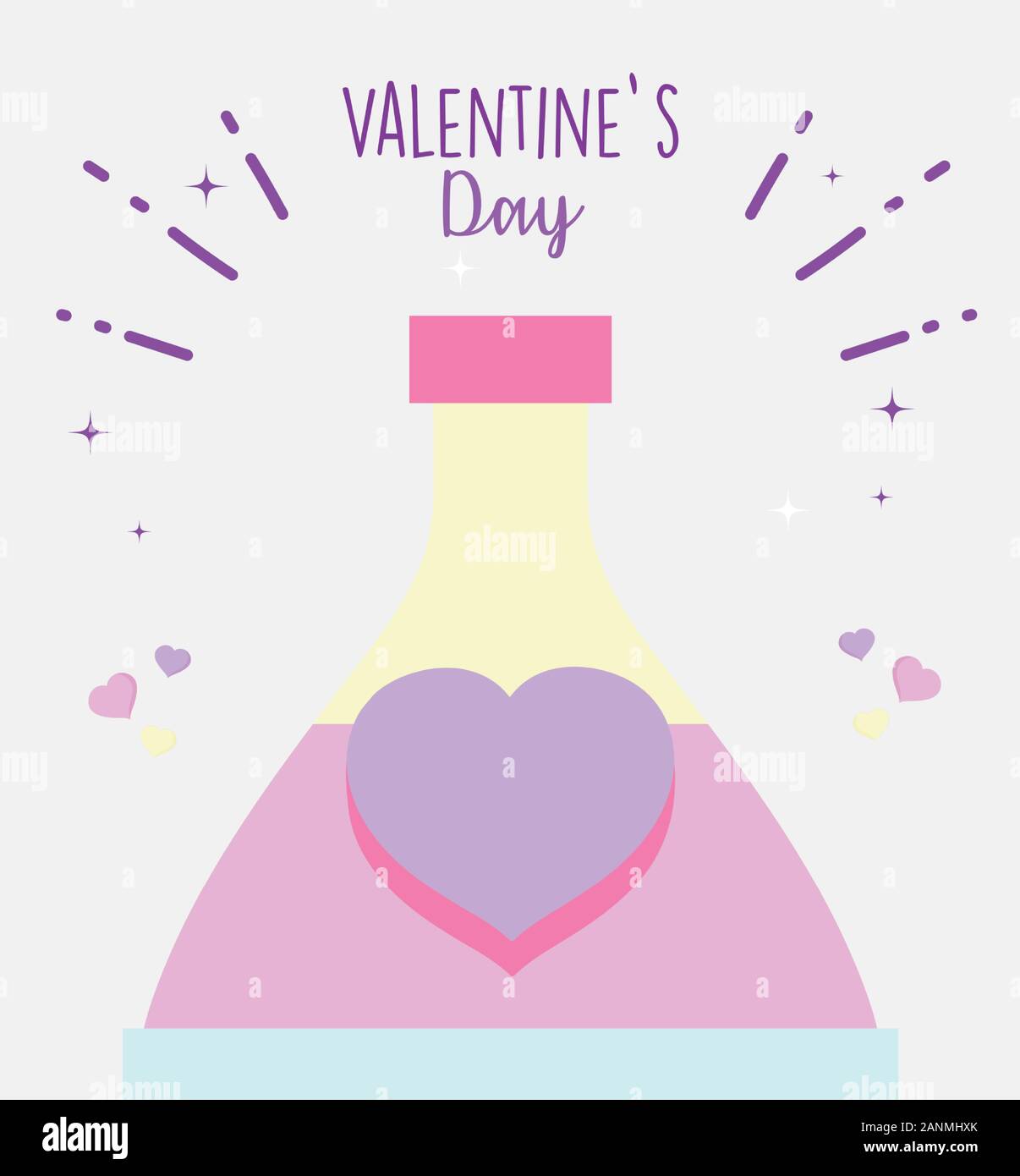 happy valentines day, potion bottle love heart beverage vector ...