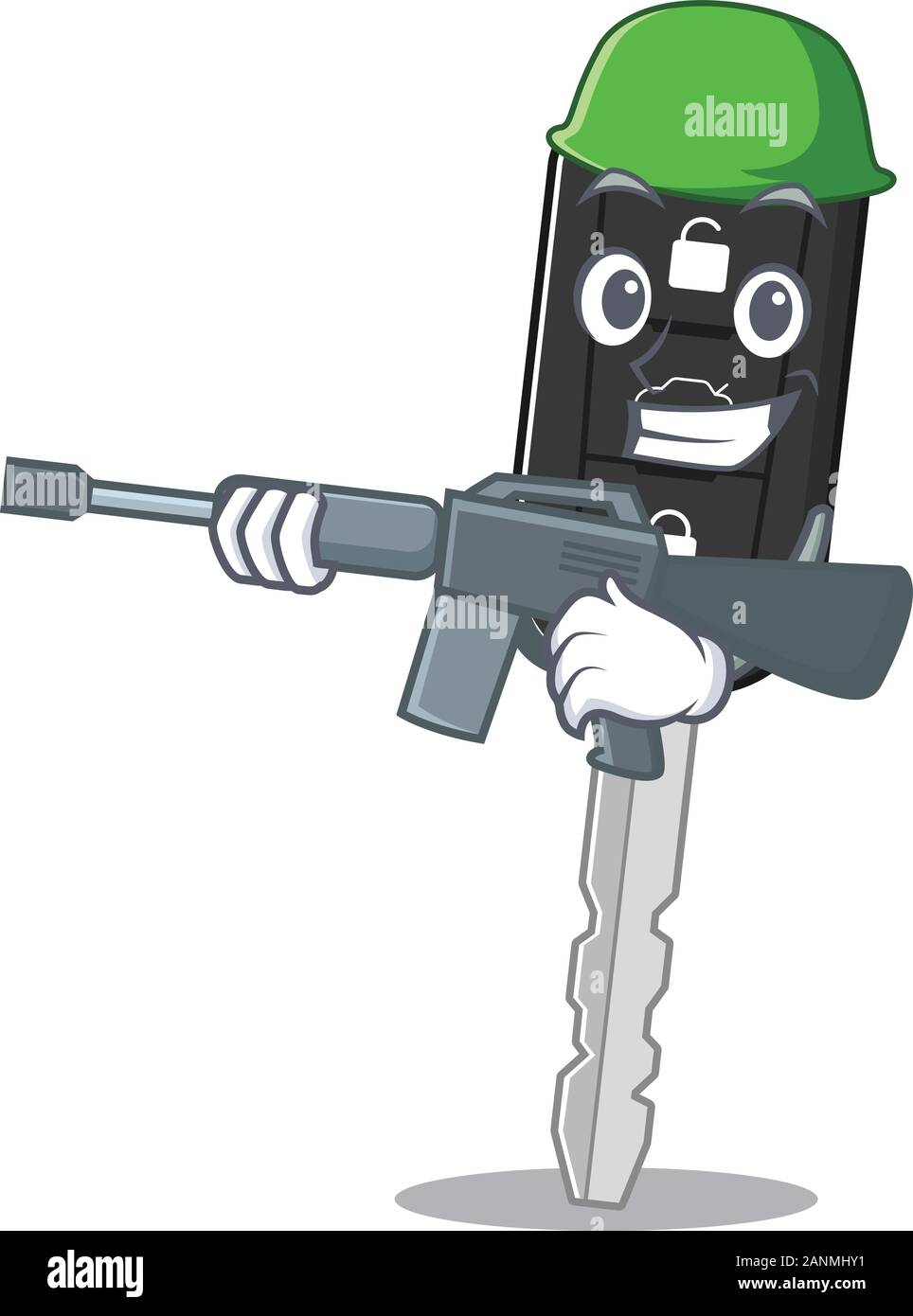 A cartoon design of car key Army with machine gun Stock Vector Image ...