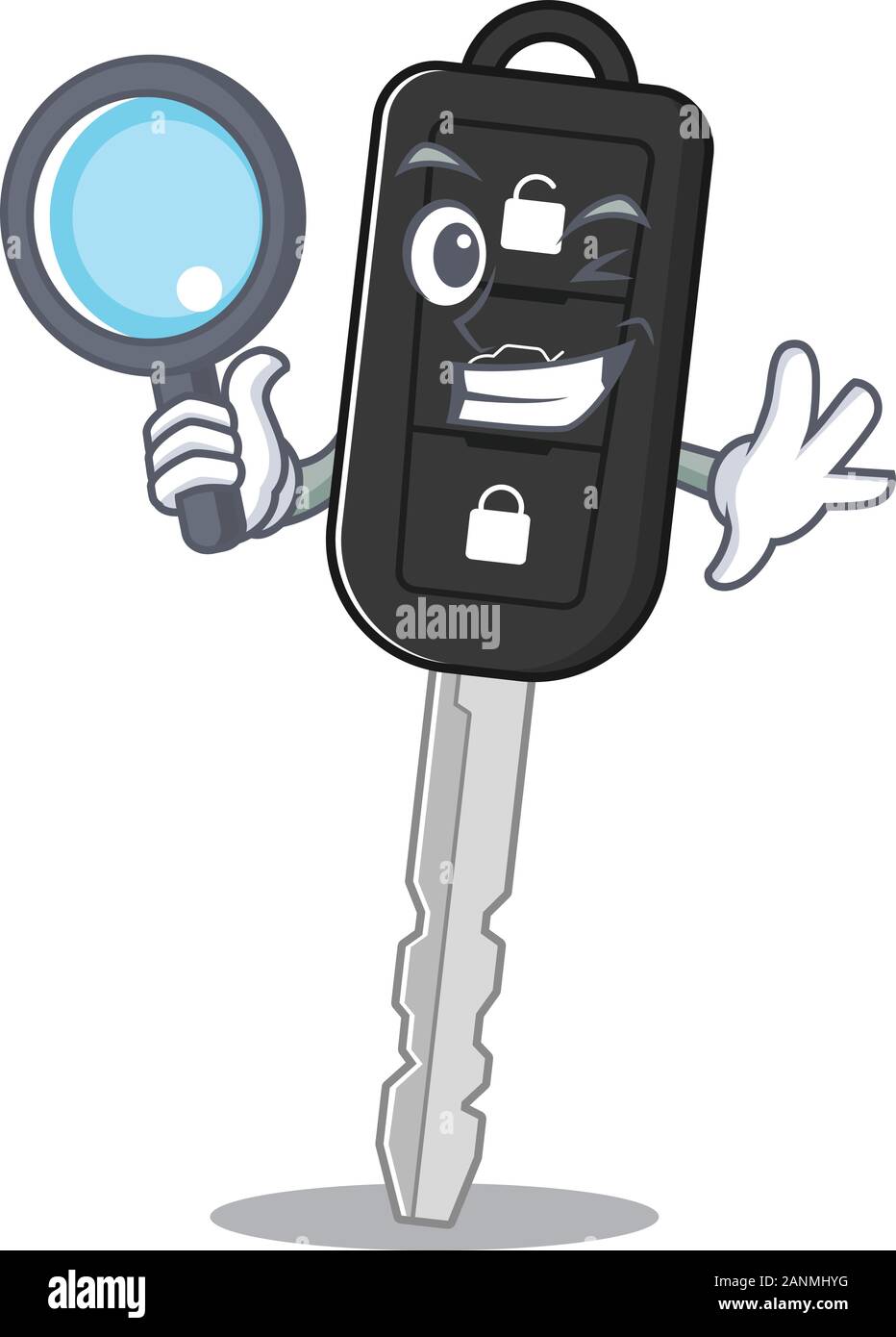 Cool and Smart car key Detective cartoon mascot style Stock Vector ...