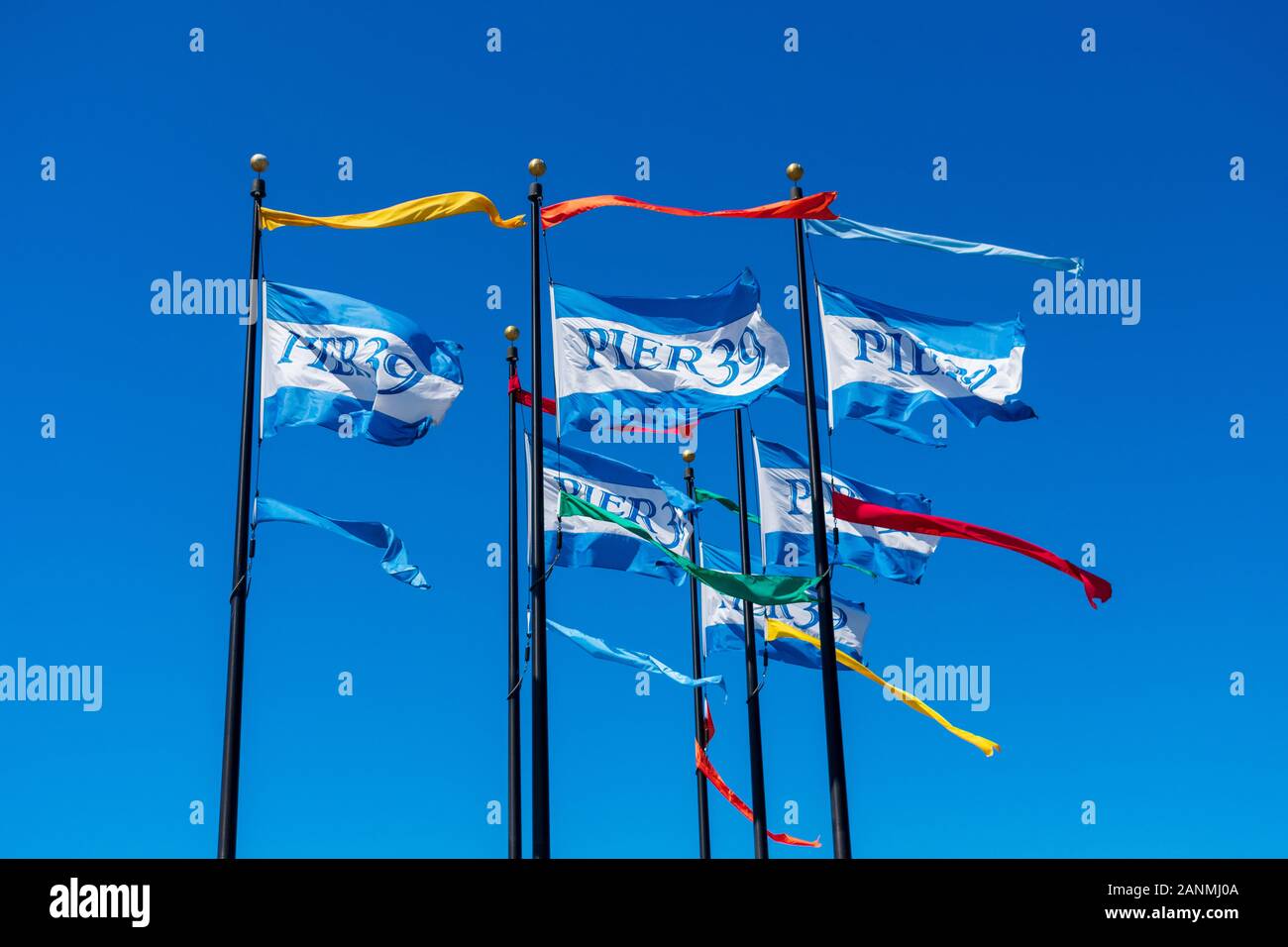 Pier and advertising flags hi-res stock photography and images - Alamy