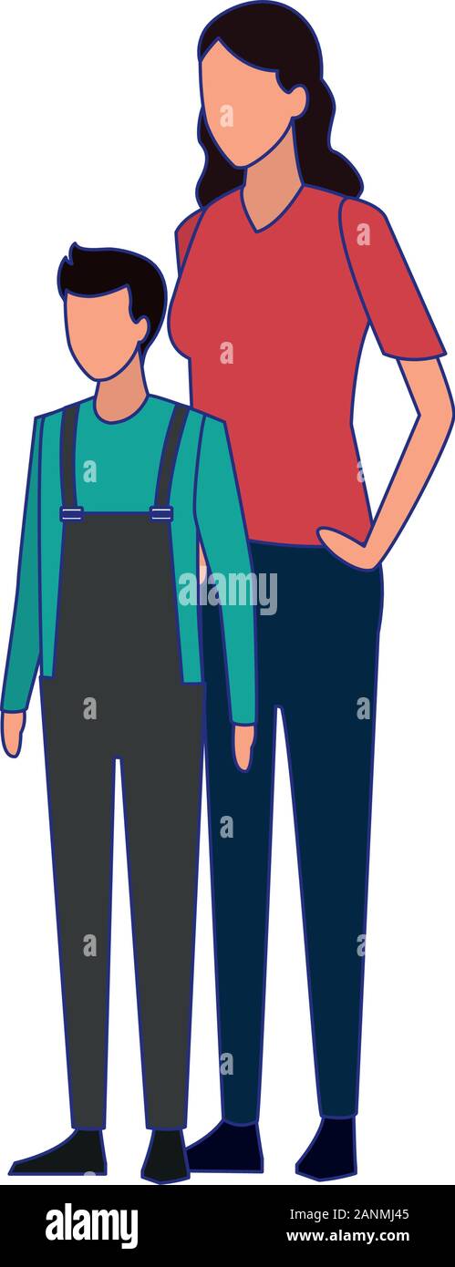Mother son portrait standing Stock Vector Images - Alamy