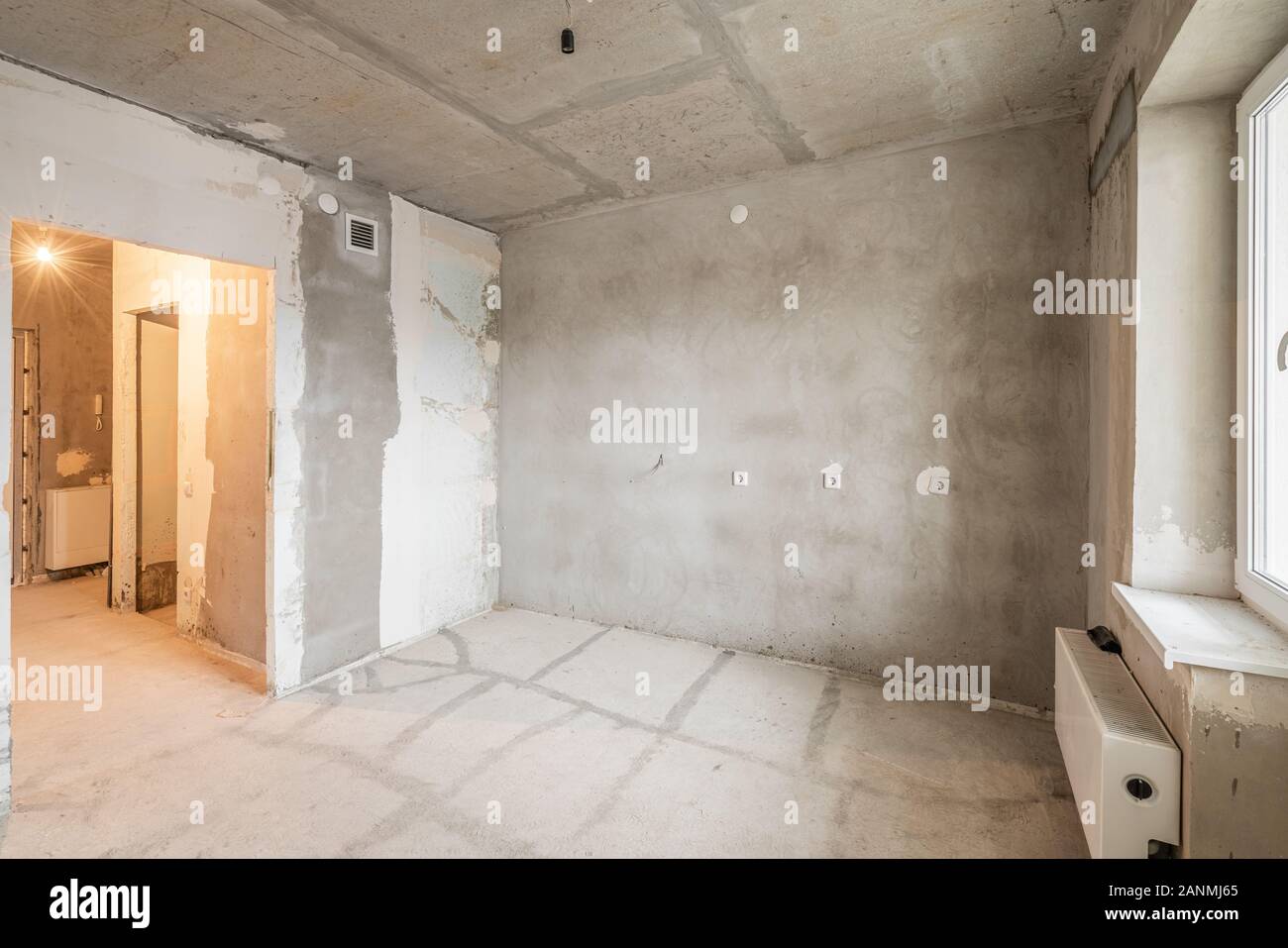 Empty interior for design, gray concrete wall. Empty room. Space for ...