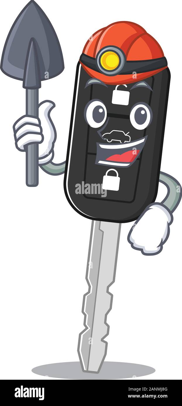 Cool clever Miner car key cartoon character design Stock Vector Image ...