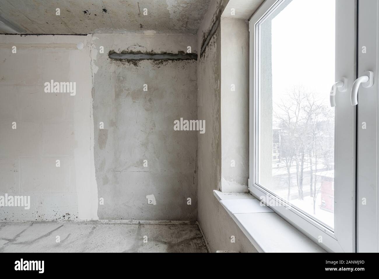 Empty interior for design, gray concrete wall. Empty room. Space for ...