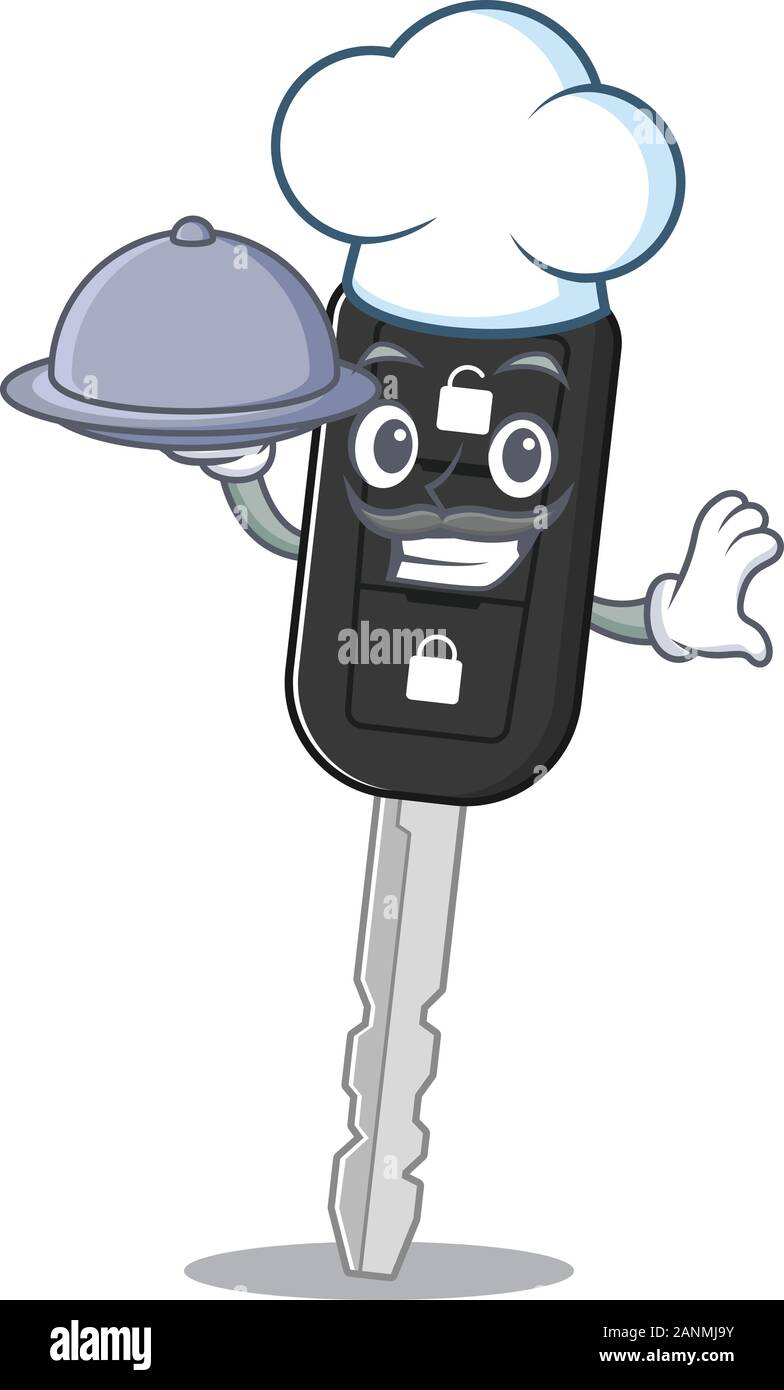 cartoon design of car key as a Chef having food on tray Stock Vector ...