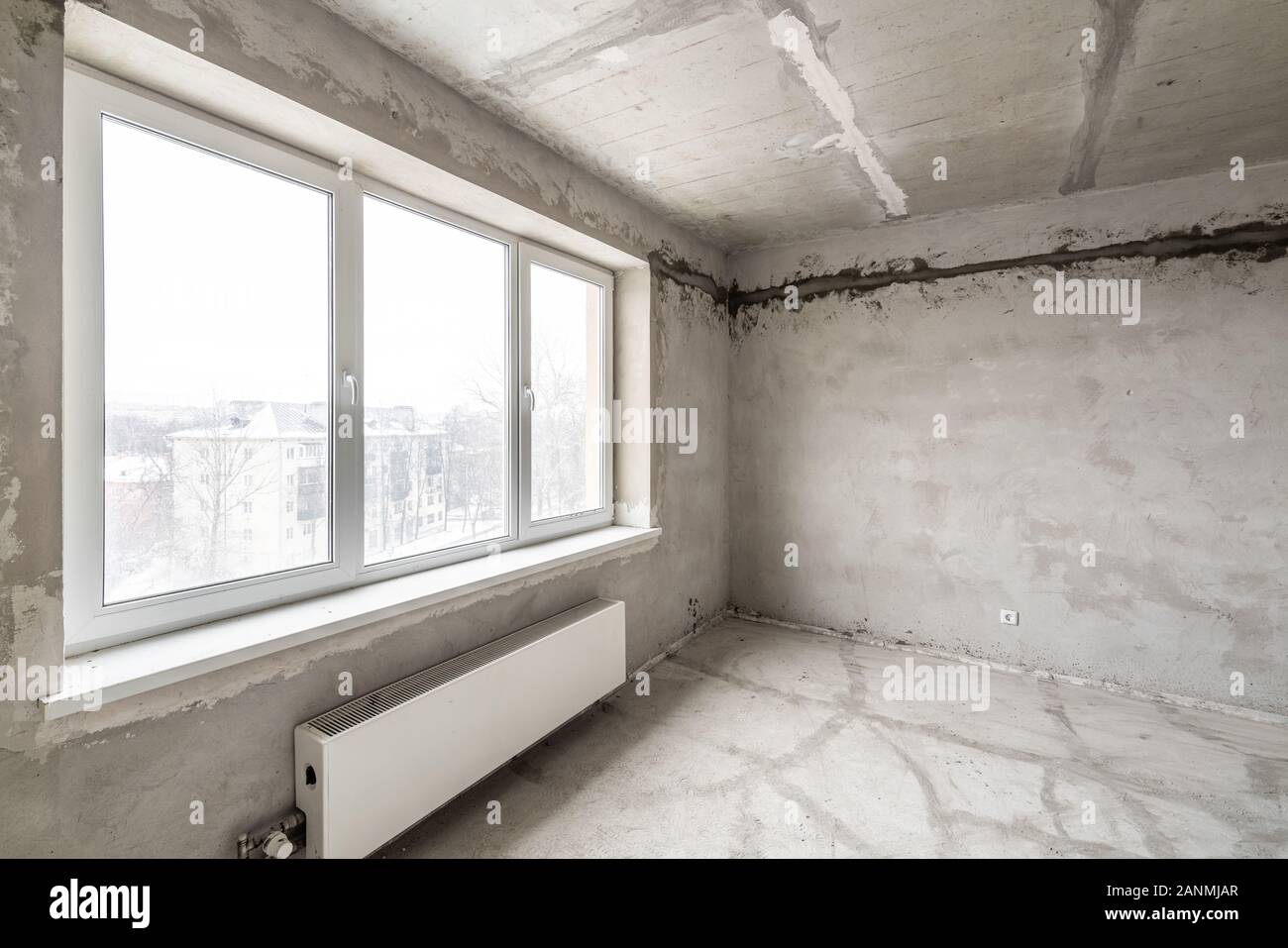 Empty interior for design, gray concrete wall. Empty room. Space for ...