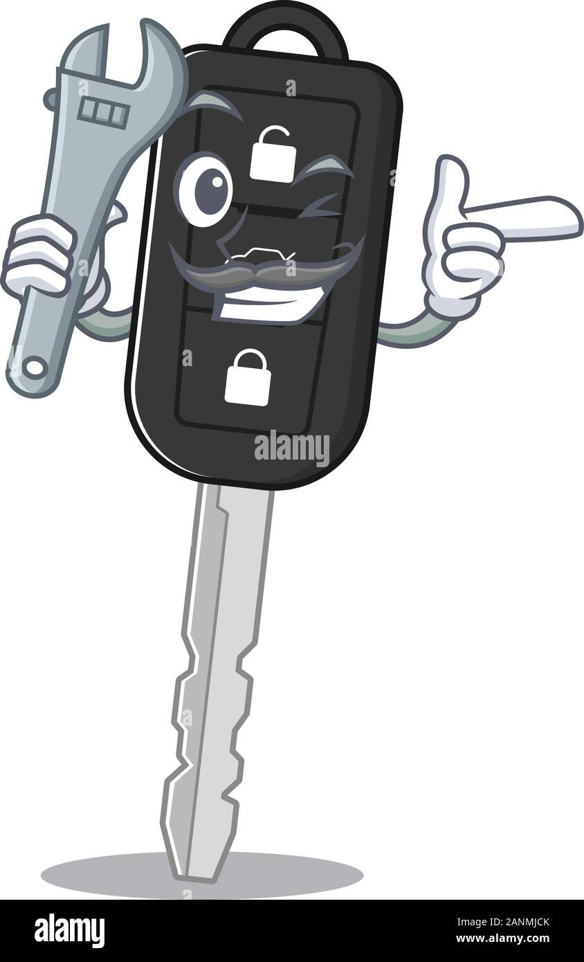 Smart Mechanic car key cartoon character design Stock Vector Image ...