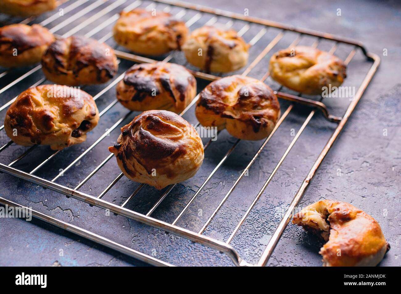 Homemade sweet buns with salted caramel and nuts Stock Photo - Alamy
