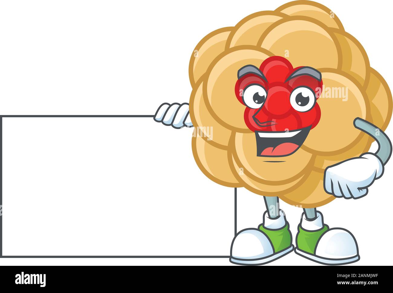 Cheerful chinese gold flower cartoon character having a board Stock ...