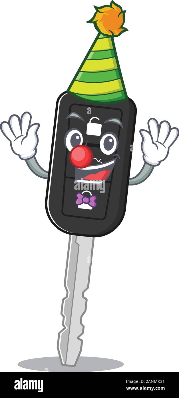 Funny Clown car key cartoon character mascot design Stock Vector Image ...