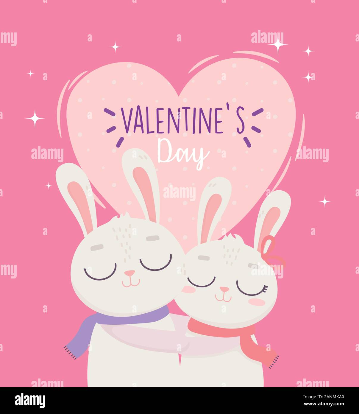 happy valentines day, cute bunny couple hugging heart love romantic ...